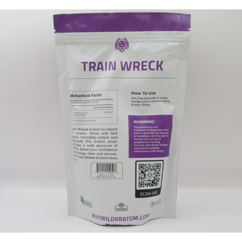 Powders : Wild Kratom - Focus Energy Relief - Train Wreck Powder - Bag 250g