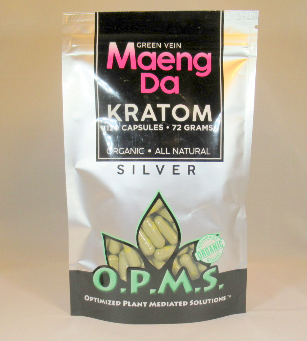 Capsules : OPMS Silver Green Vein Maeng Da - Organic - All Natural Caps ...