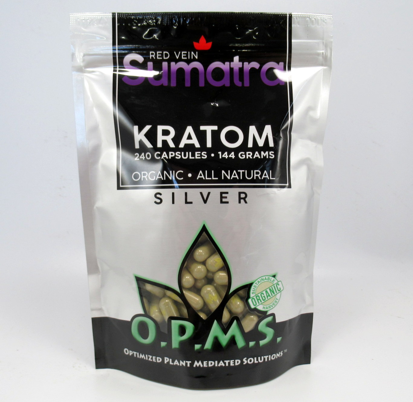 Capsules : OPMS Silver Red Vein Sumatra - Organic - All Natural Caps ...
