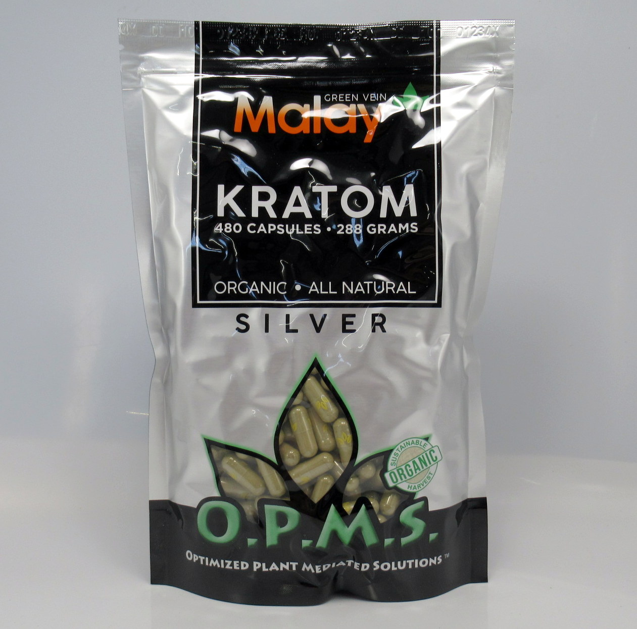 Capsules : OPMS Silver Green Vein Malay - Organic - All Natural Caps ...