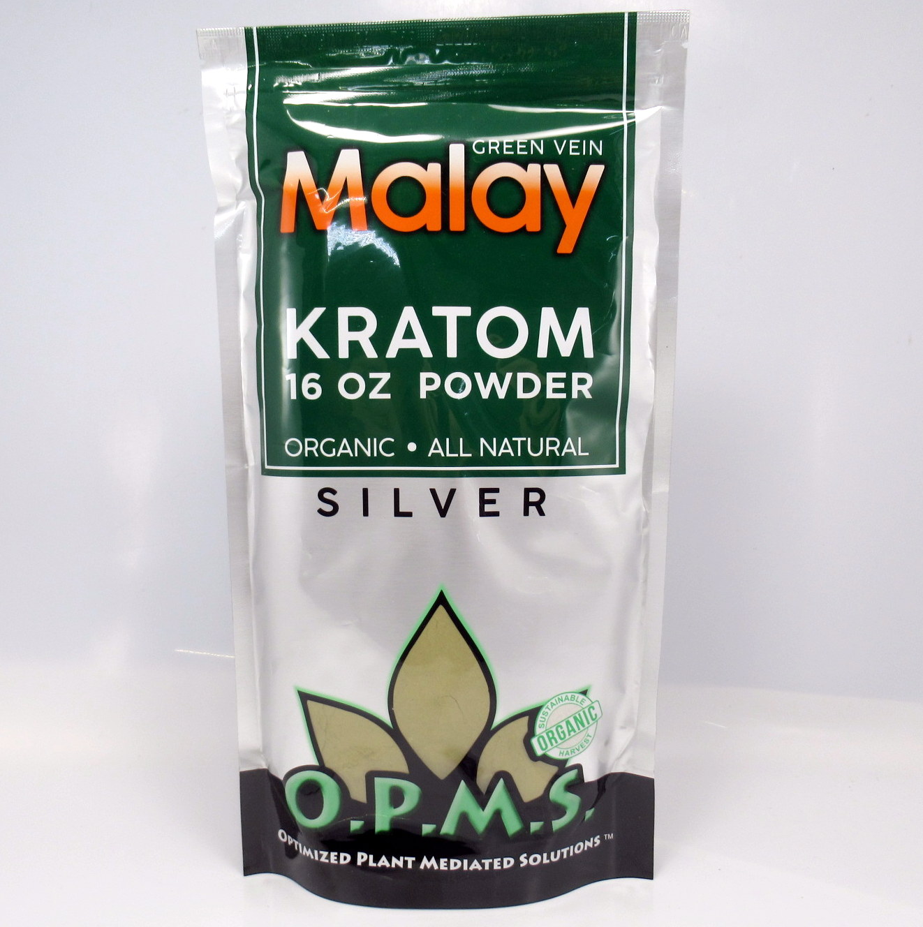 Powders : OPMS Silver Green Vein Malay - All Natural Organic Powder (16oz)