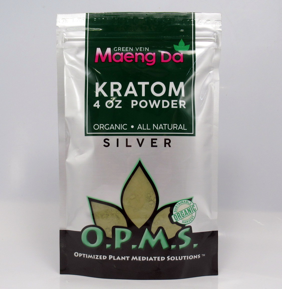 Powders : OPMS Silver Green Vein Maeng Da - All Natural Organic Powder ...